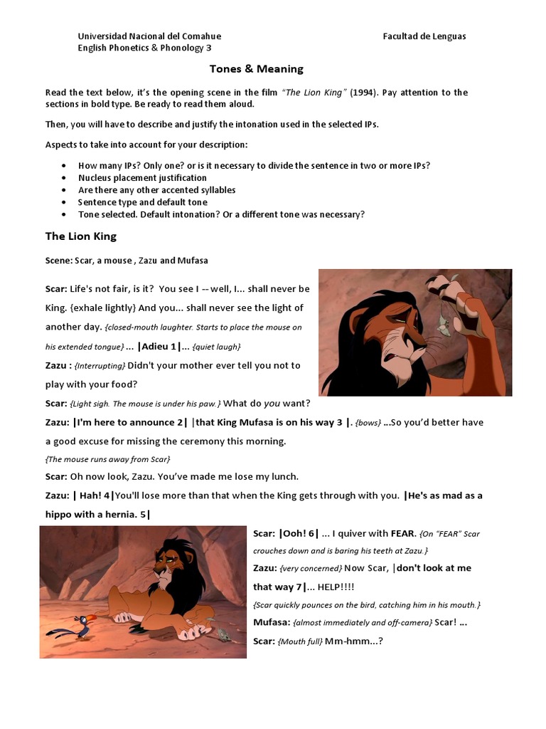 Analyzing Tone in The Lion King's Opening | PDF | Tone (Linguistics ...