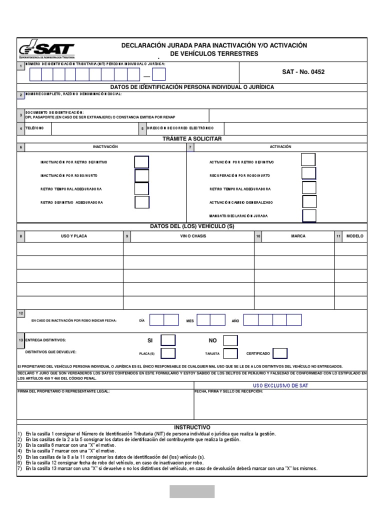 Formulario Sat 452 Editable | PDF | Gobierno | Thriller y crimen