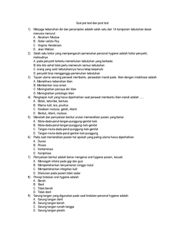 Soal Pre Test Dan Post Tes | PDF