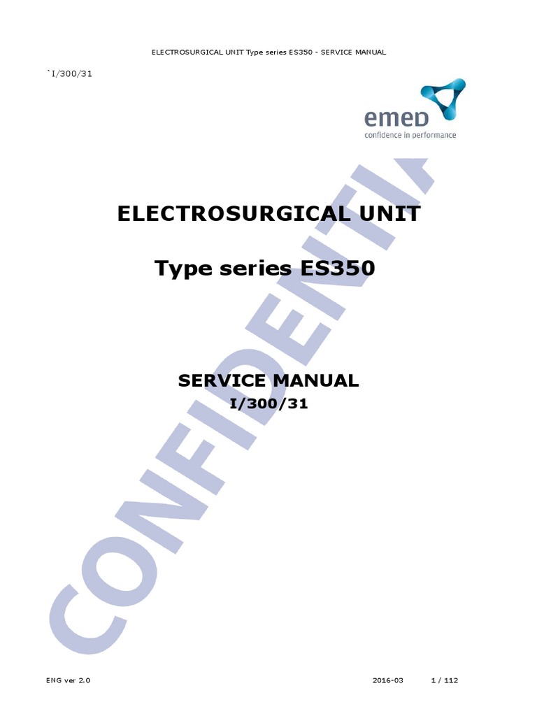 Emed ES350 ESU - Service Manual | PDF | Power Supply | Electrical Connector