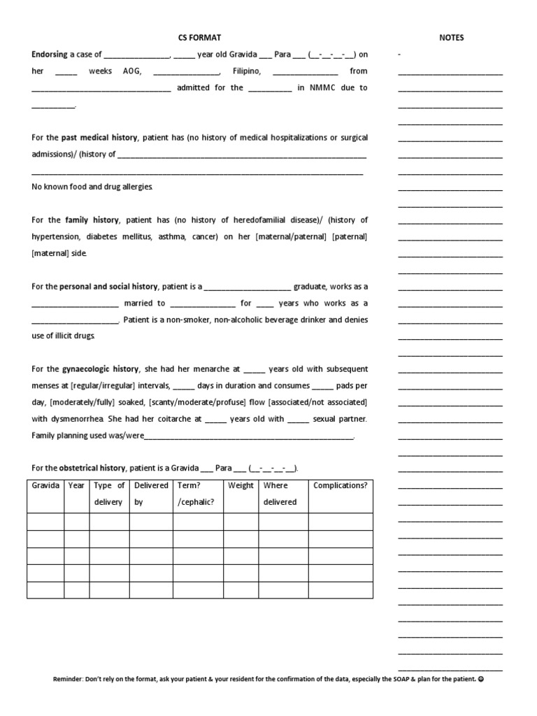 OB Endorsement Format CS FINAL | PDF | Childbirth | Women's Health