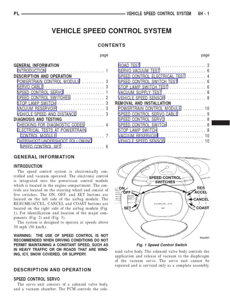 Understanding Vehicle Speed Control Systems | PDF | Throttle | Switch