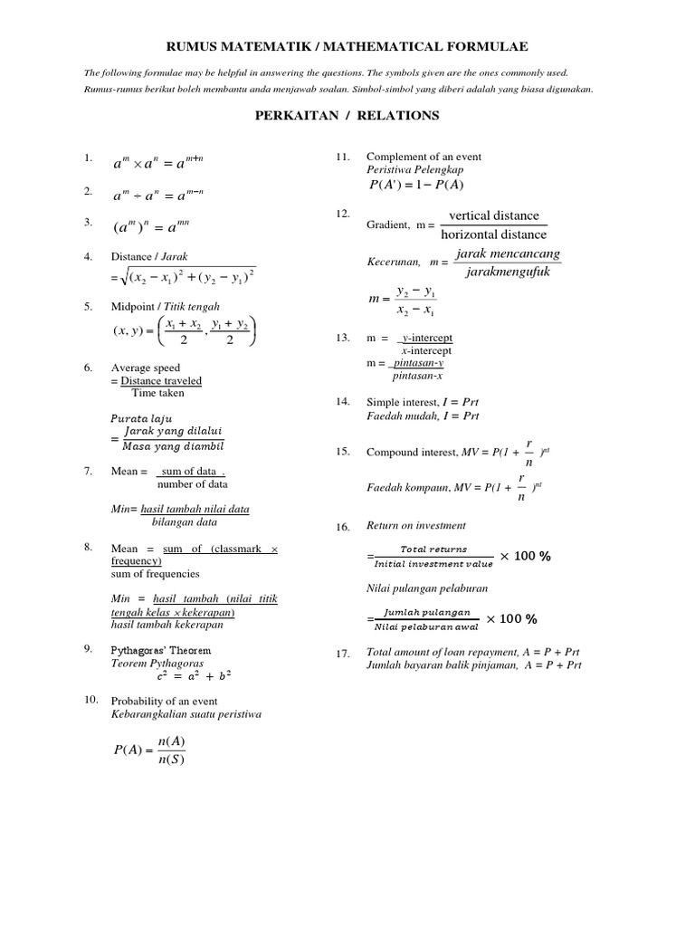 Formula Pt3 KSSM | PDF | Area | Geometry