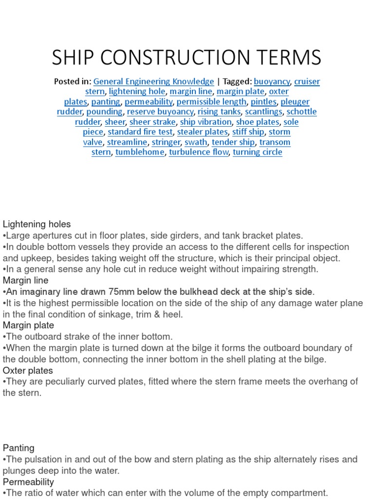Key Ship Construction Terminology | PDF | Rudder | Ships
