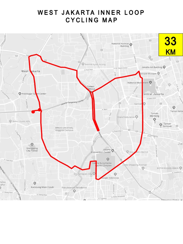 West Jakarta Cycling Map: 33 KM Loop | PDF
