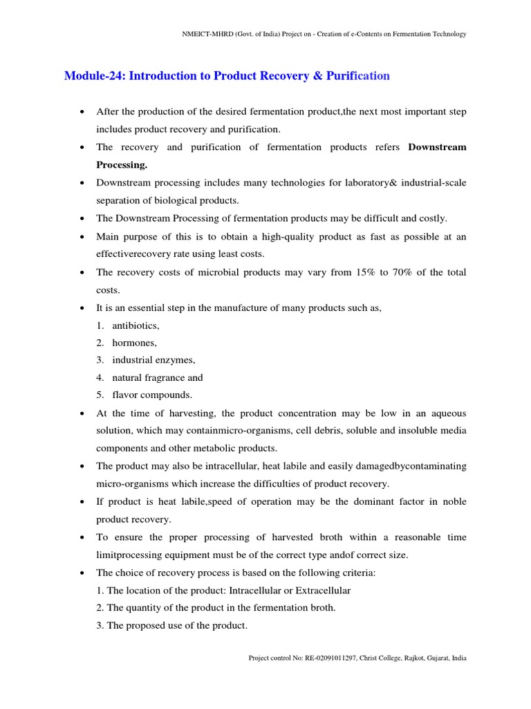 Stages of Downstream Processing | PDF | Chromatography | Chemistry