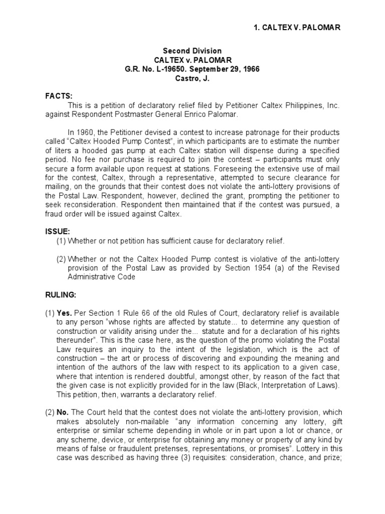 1.caltex v. Palomar Digest | PDF | Statutory Interpretation | Justice