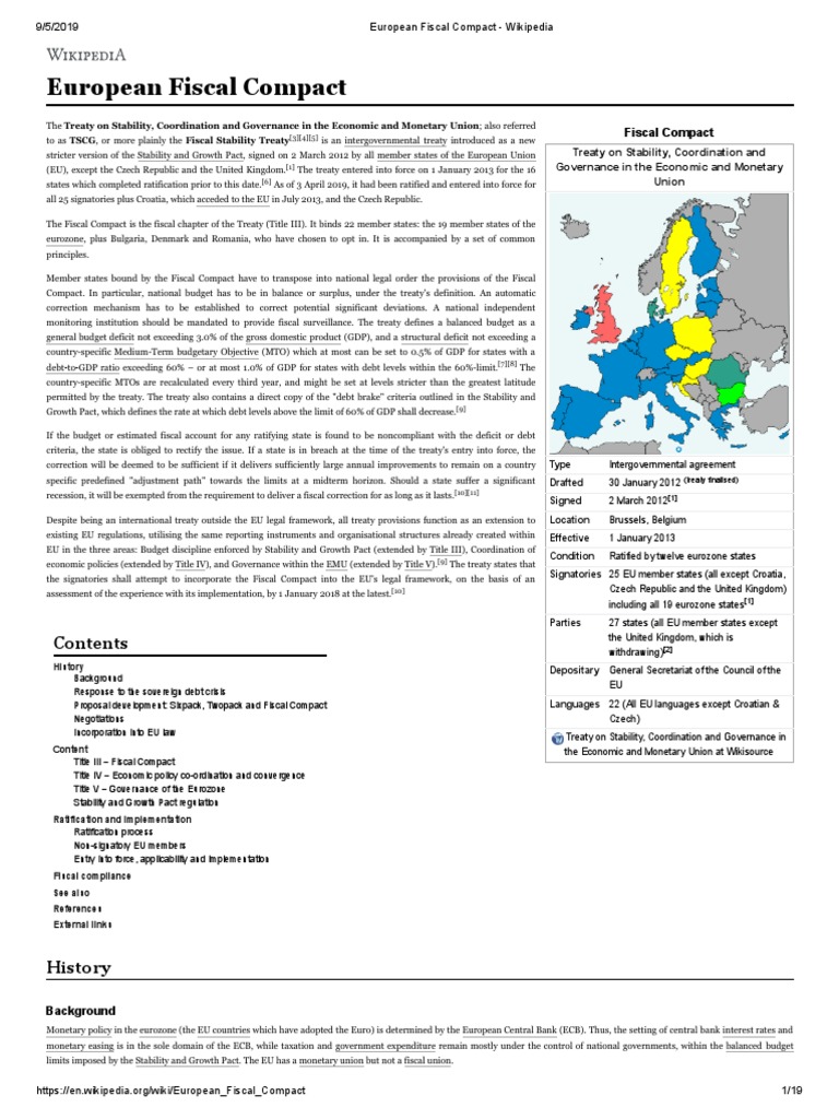 European Fiscal Compact: Treaty On Stability, Coordination and ...
