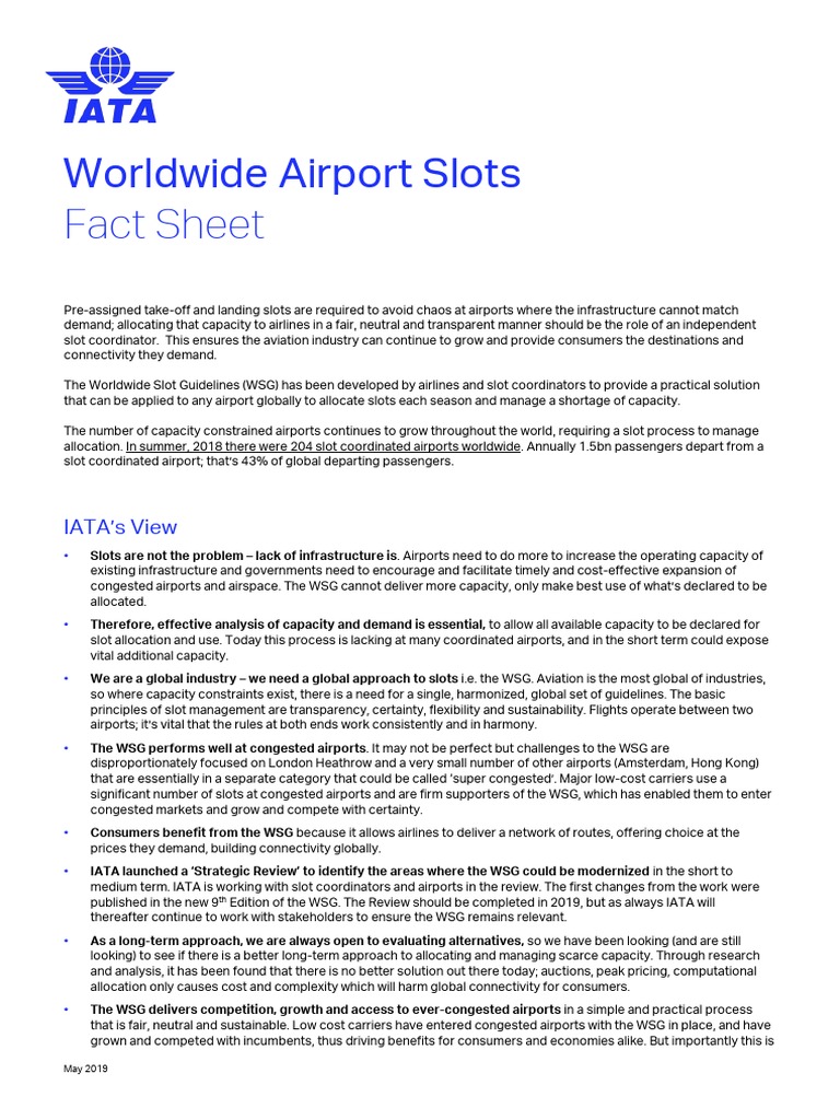 Fact Sheet Airport Slots | PDF | Airlines | Low Cost Carrier