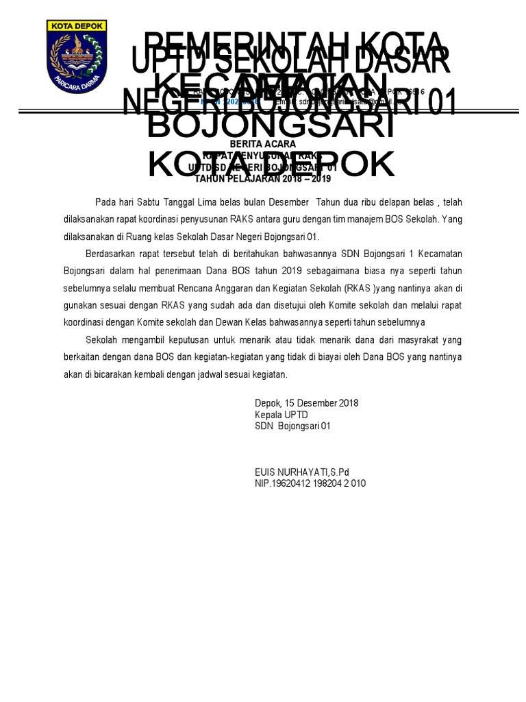 Berita Acara Notulensi Rapat Dan Daftar Hadir Penyusunan Raks | PDF