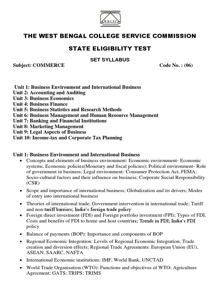 The West Bengal College Service Commission State Eligibility Test | PDF ...