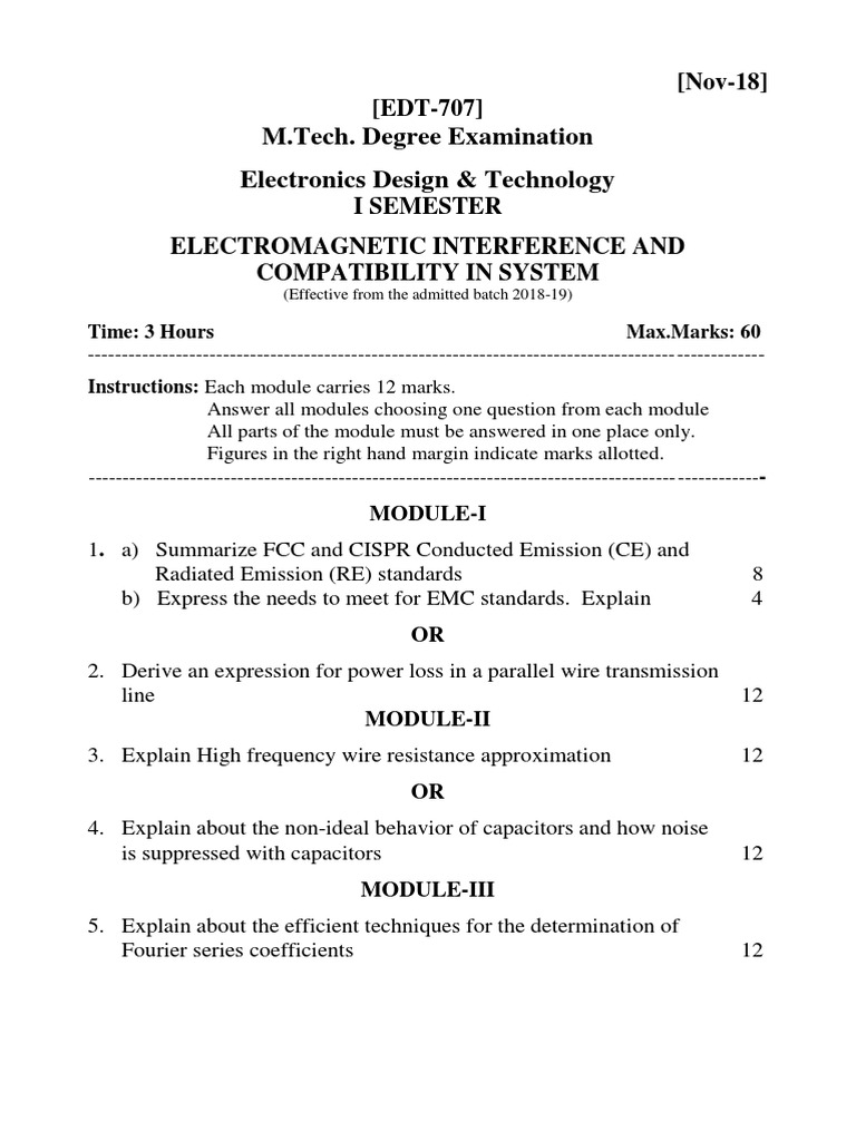 EMI/EMC Question Paper | Download Free PDF | Electrodynamics ...