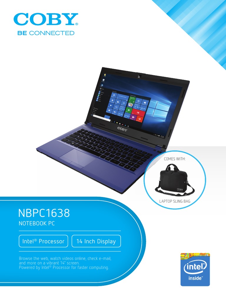 Coby NBPC1638 14 Inches Notebook PC Datasheet PDF | PDF | Laptop | Usb