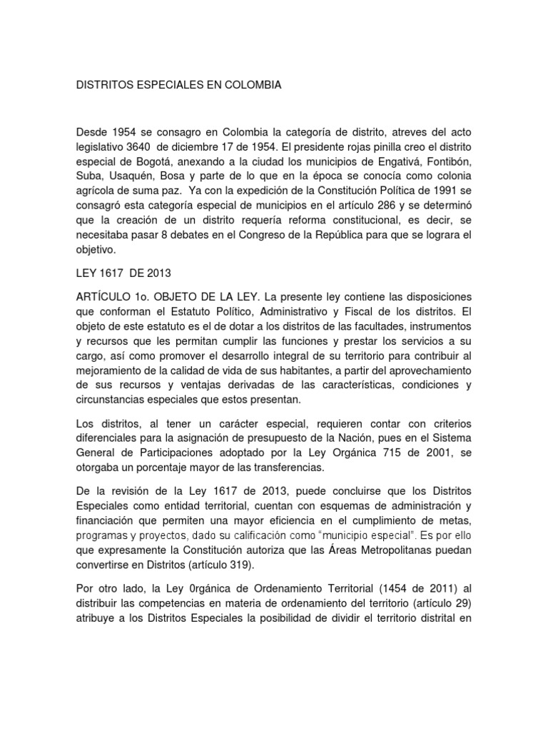 Distritos Especiales en Colombia Agosto 22 | PDF | Turismo | Colombia