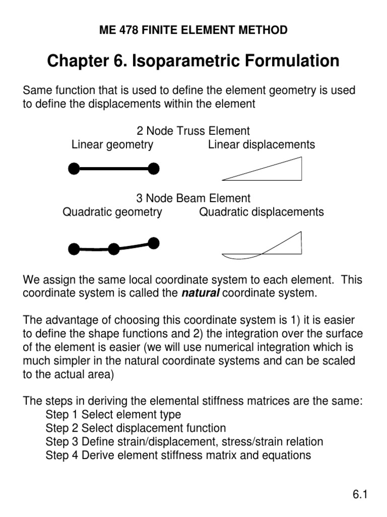 Chapter 6. Isoparametric Formulation: Me 478 Finite Element Method | PDF | Integral ...