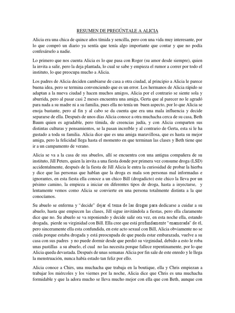 Resumen Preguntale A Alicia | PDF