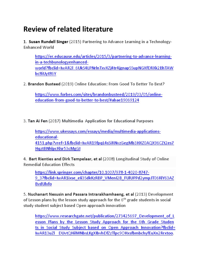 Review of Related Literature: Susan Rundell Singer | PDF