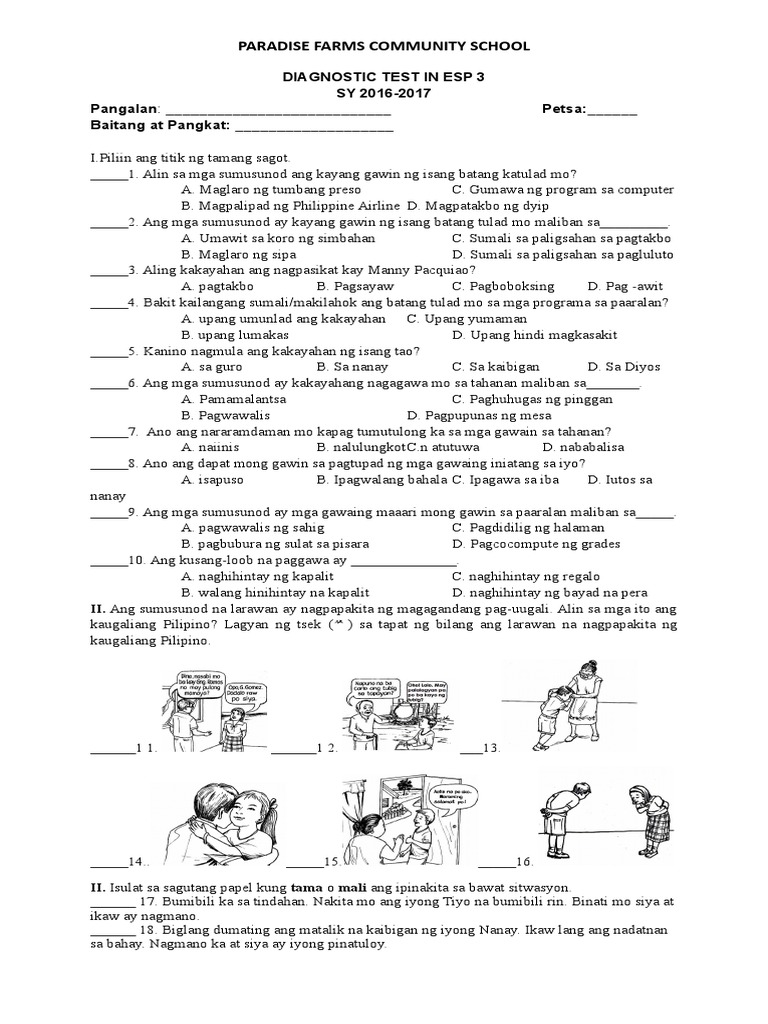 Diagnostic Test in Esp | PDF