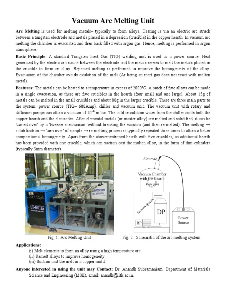 Vacuum Arc Melting Unit | PDF