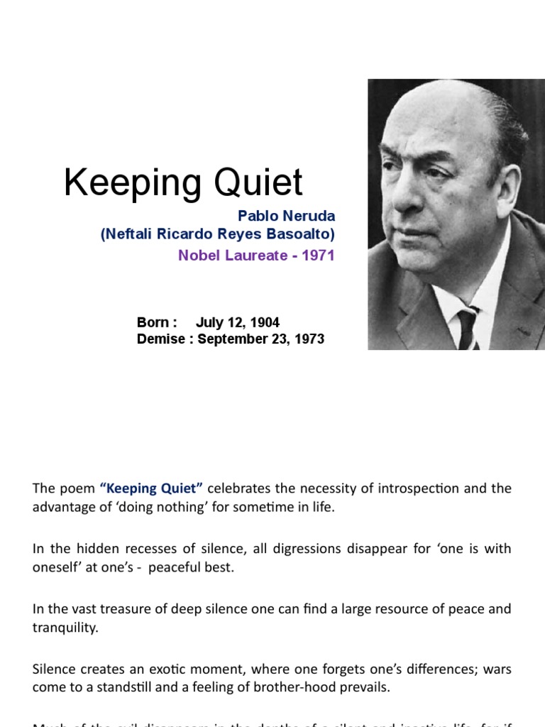 Keeping Quiet Poem Notes Class 12 | PDF | Human