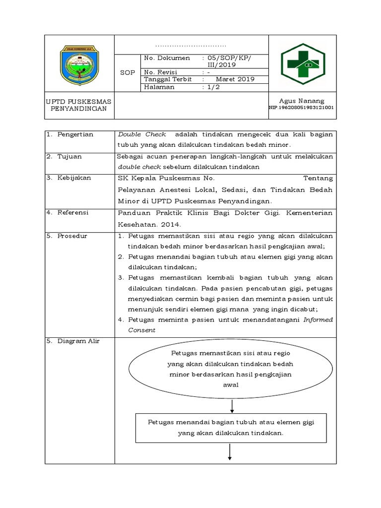 Prosedur Double Check Tindakan Bedah Minor | PDF