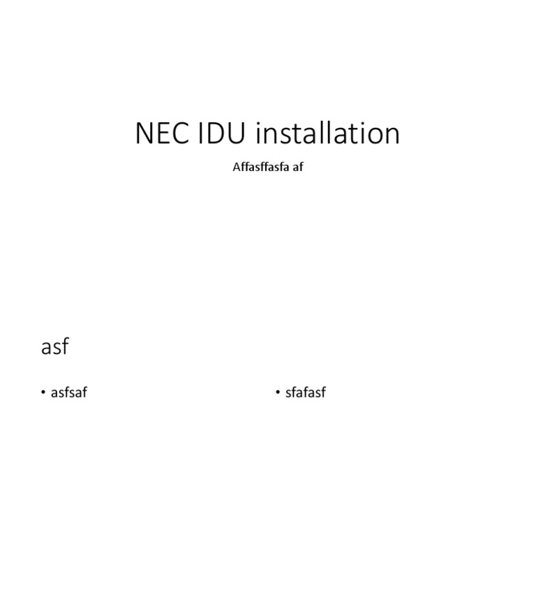 NEC IDU Isntalation | PDF