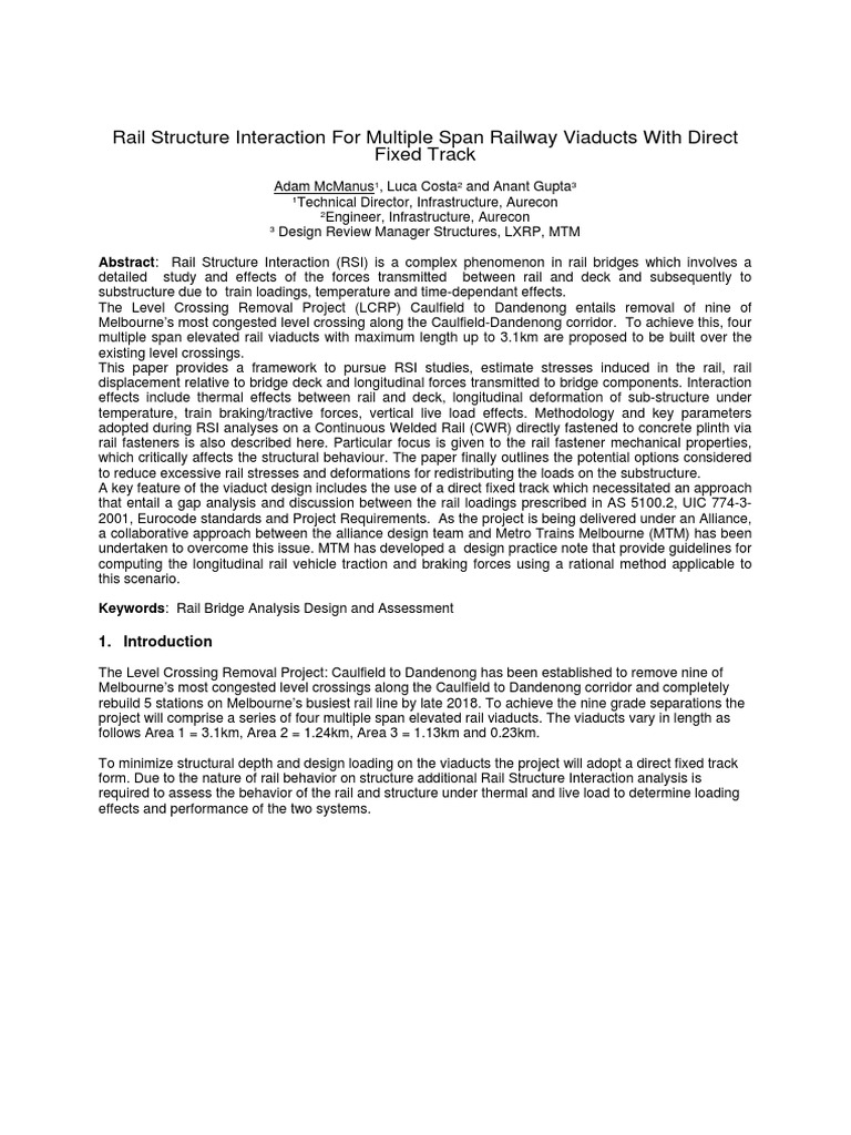 Rail Structure Interaction For Multiple Span Railway Viaducts With