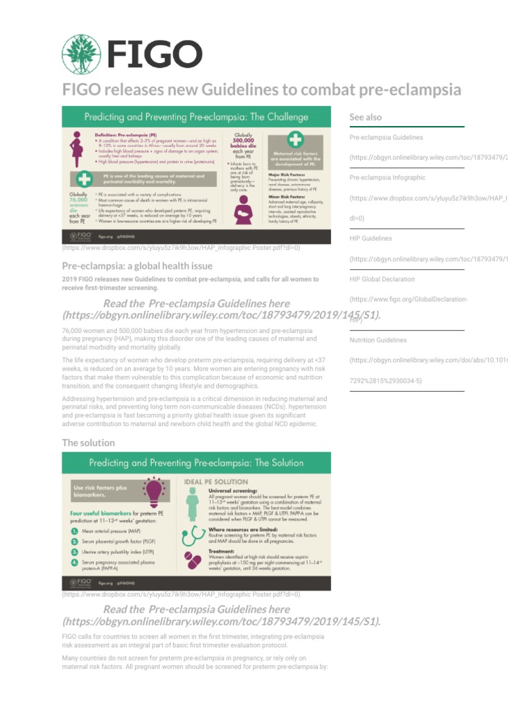 FIGO Releases New Guidelines To Combat Pre-Eclampsia - FIGO | PDF | Non ...