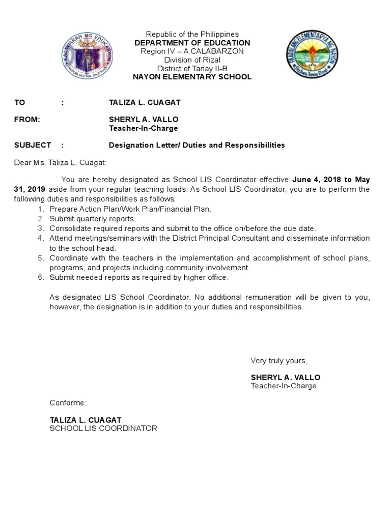 LIS Coordinator Designation and Duties | PDF | Wellness