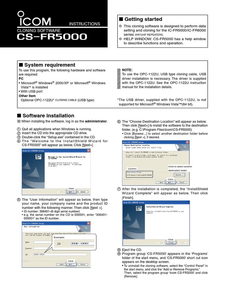 CS-FR5000: Getting Started | PDF | Menu (Computing) | Microsoft Windows