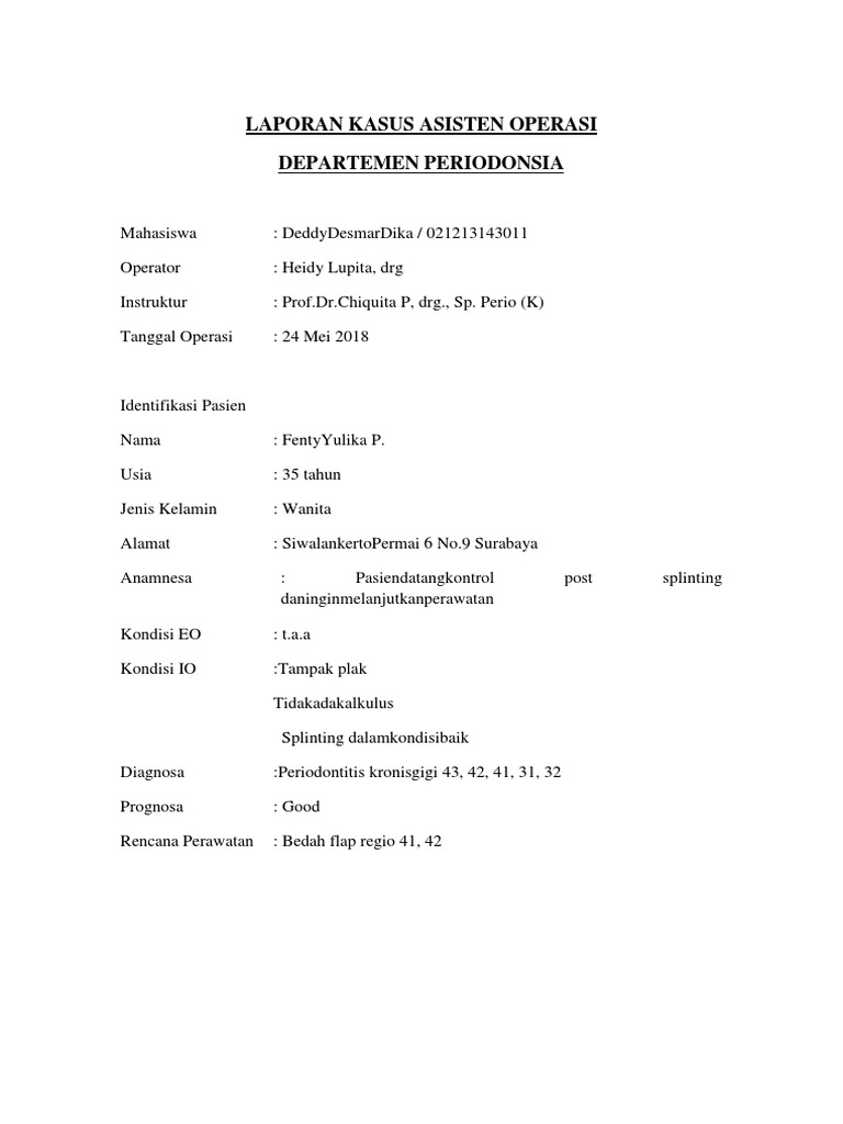 Laporan Kasus Asisten Operasi Bedah Flap | PDF