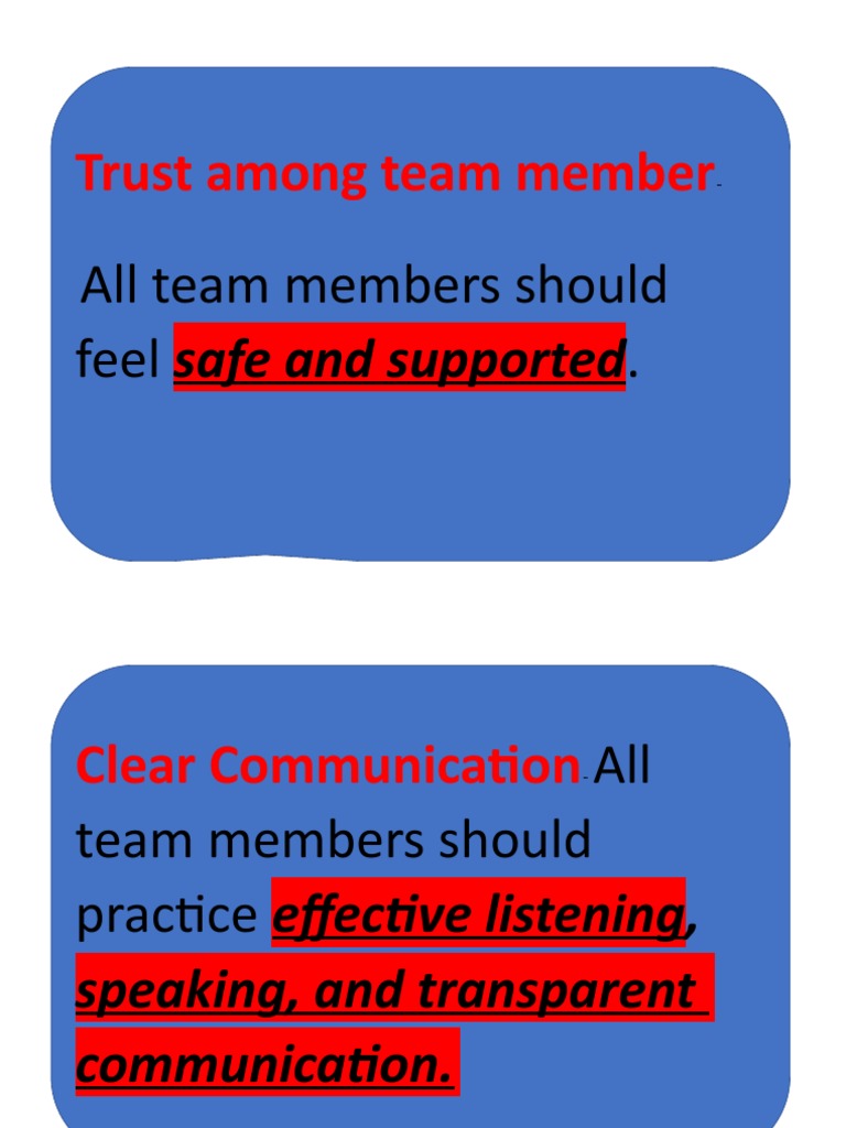 Trust Among Team Member: All Team Members Should Feel Safe and ...