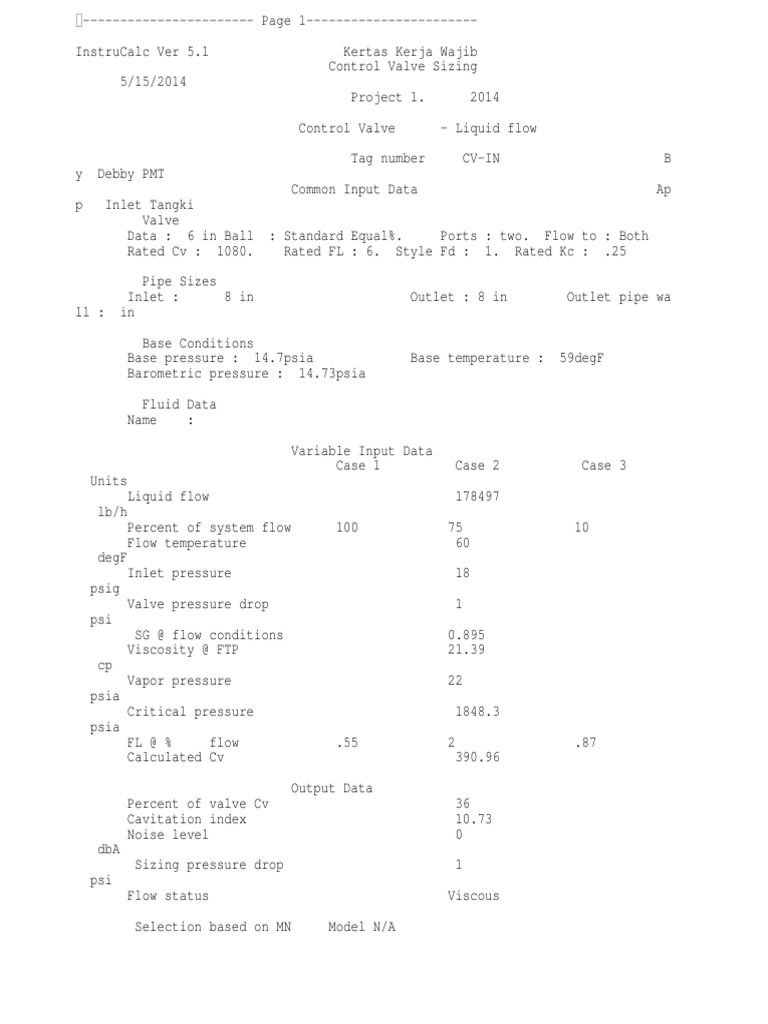Instrucalc Calculation Example | PDF