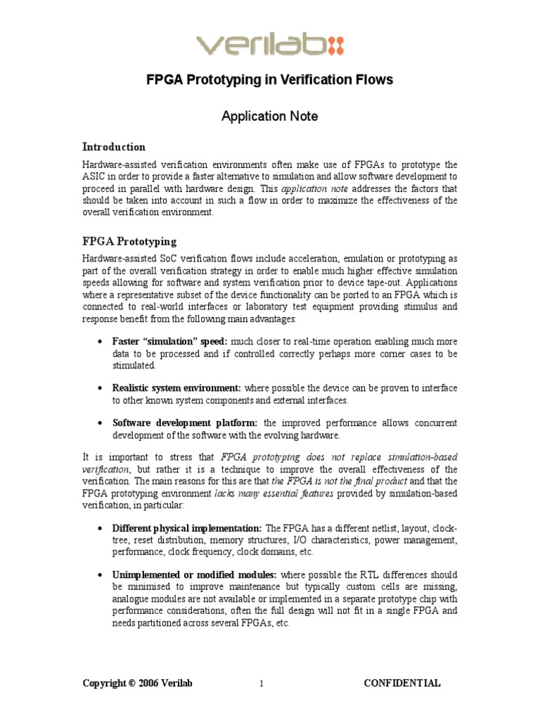 Fpga Prototyping In Verification Flows Application Note Pdf Field Programmable Gate Array