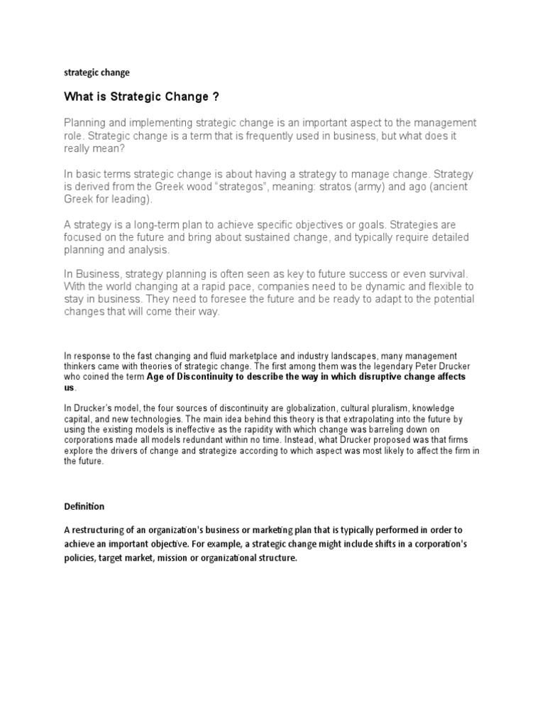 What Is Strategic Change ? | PDF