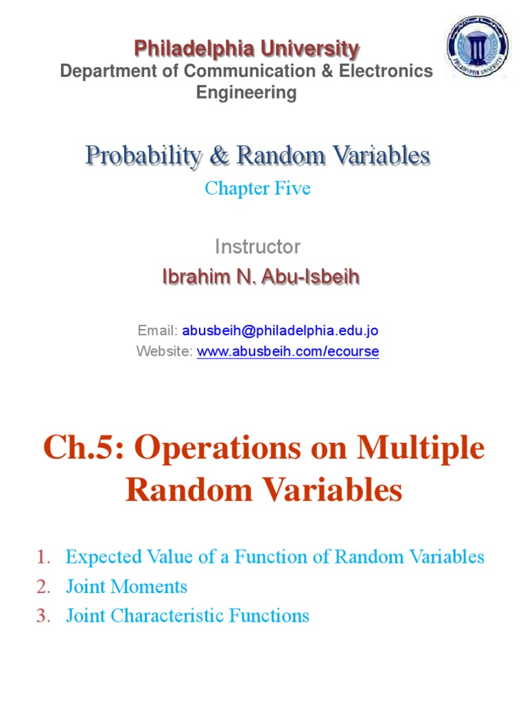 Ch5operations On Multiple Random Variables Pdf Correlation And Dependence Random Variable 
