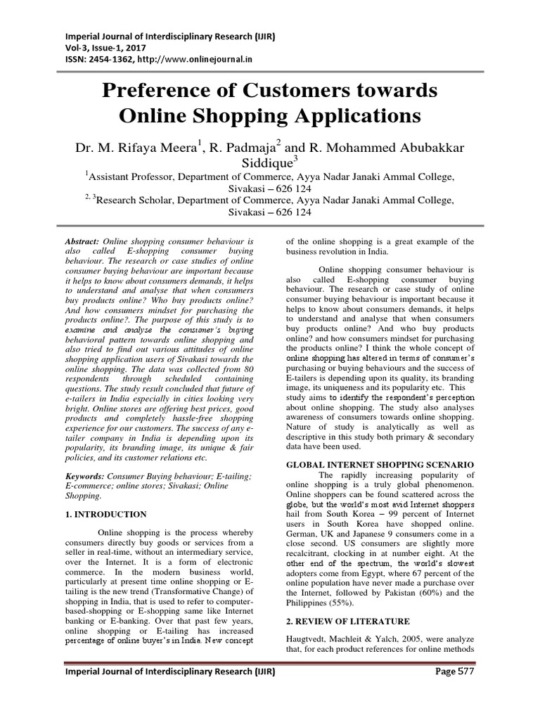 Preference of Customers Towards Online Shopping Applications | PDF ...