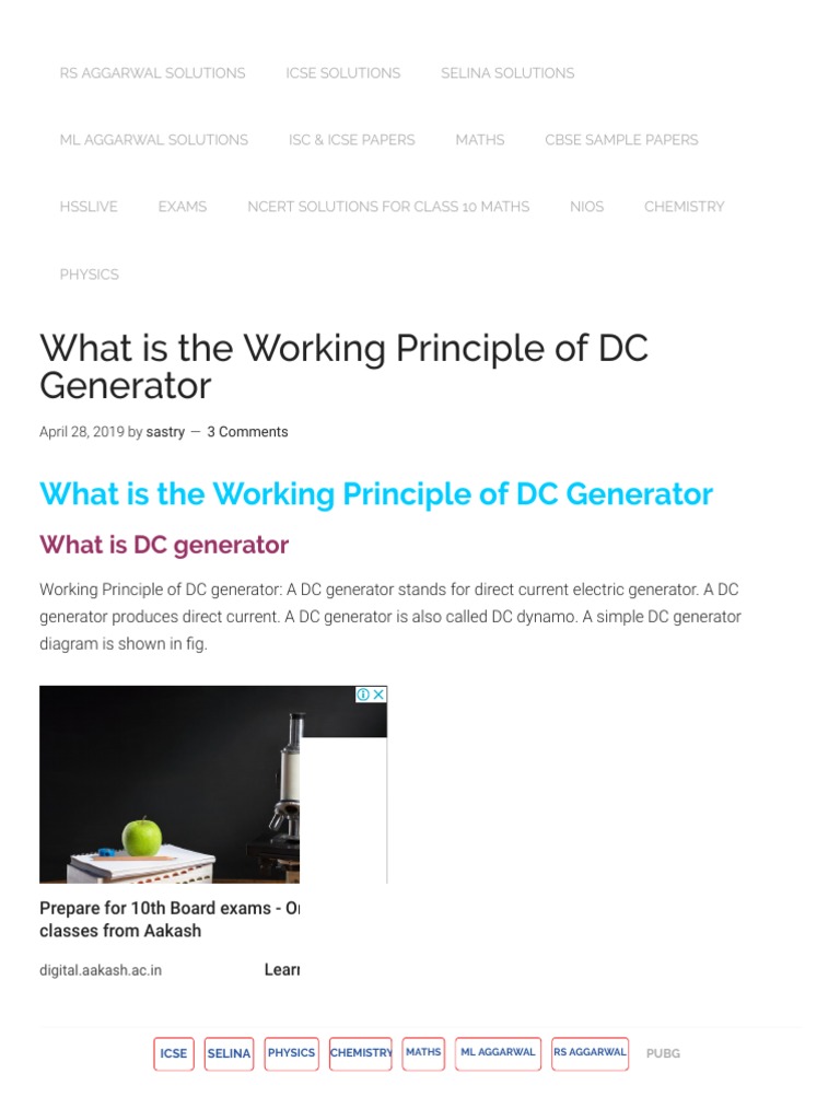 Working Principle of DC Generator, Construction, Diagram PDF | PDF ...
