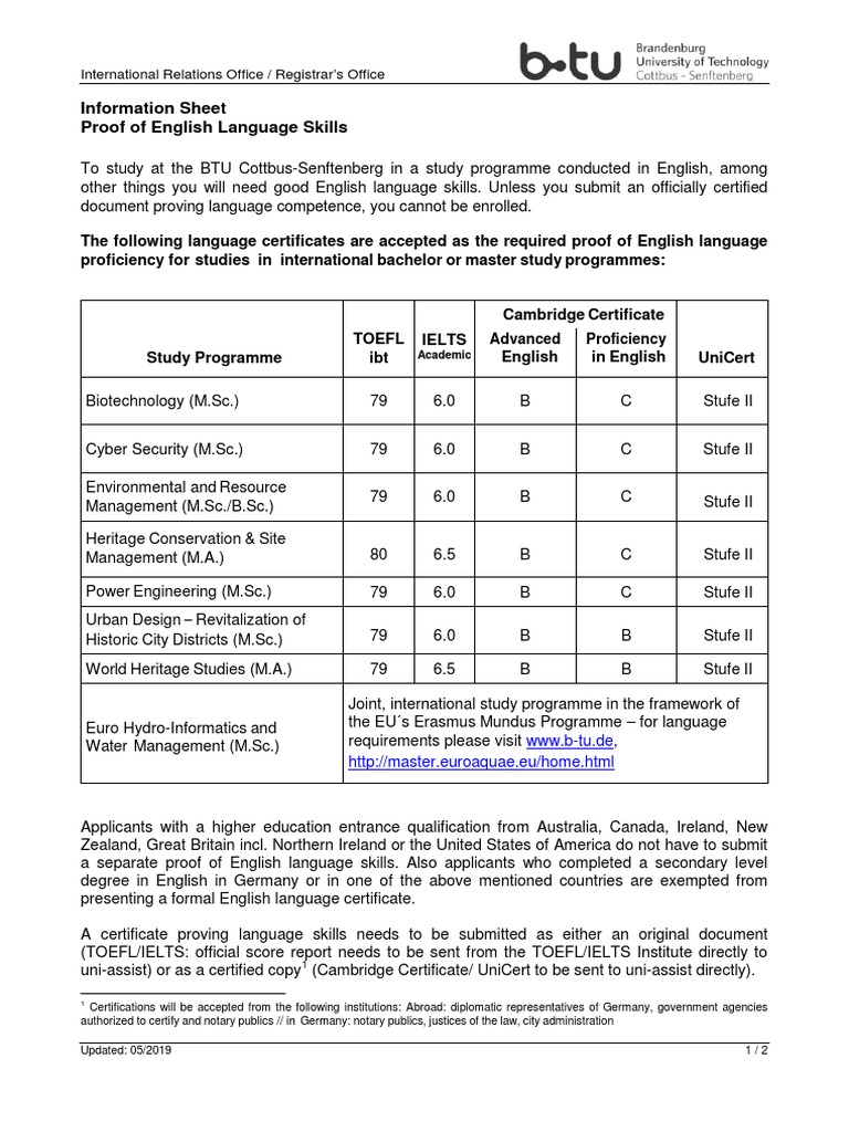 Proof of English Language Skills PDF | Download Free PDF ...