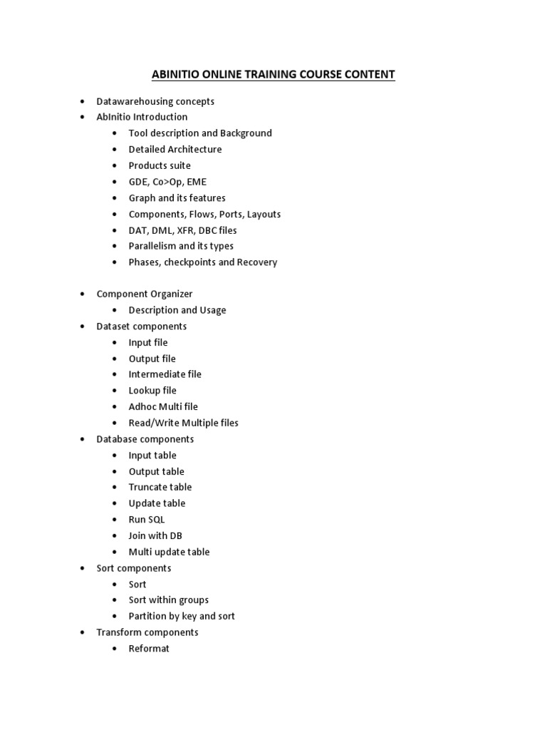 Abinitio Online Training Course Content Pdf File Transfer Protocol Parameter Computer 