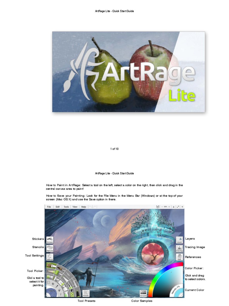 Artrage Lite - Quick Start Guide | PDF | Art Media | Software
