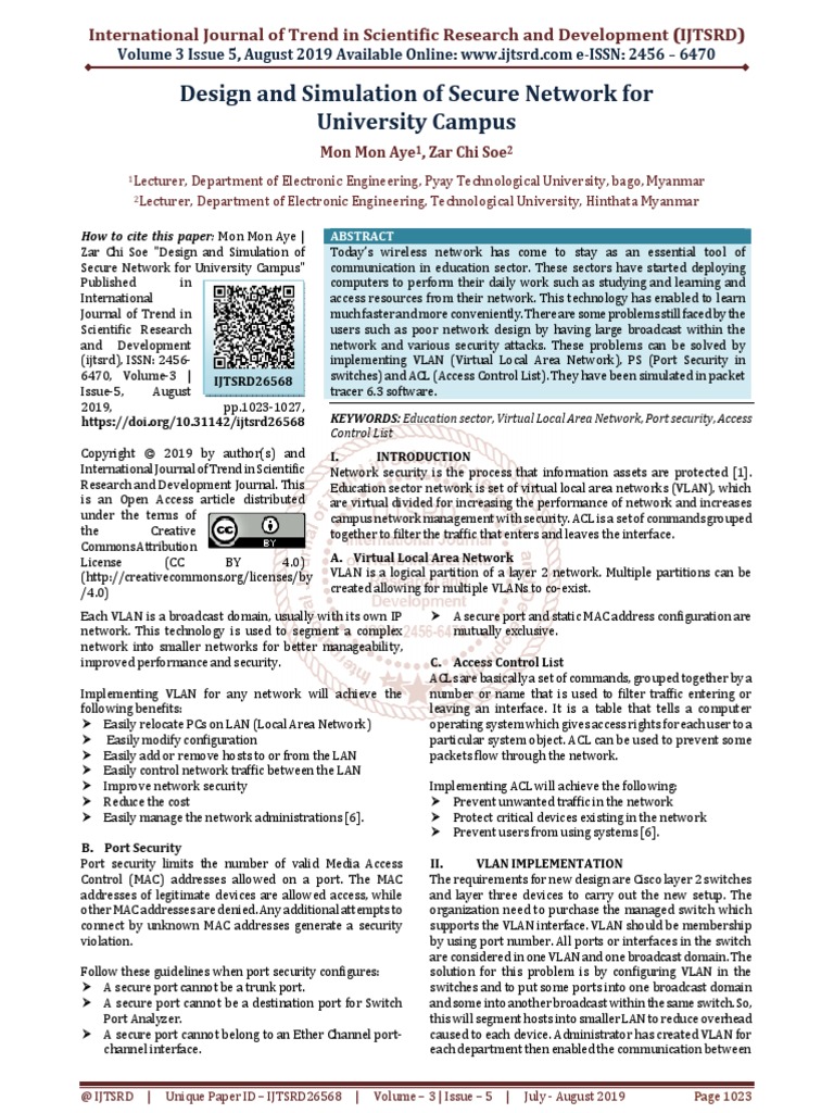 Design and Simulation of Secure Network For University Campus | PDF ...