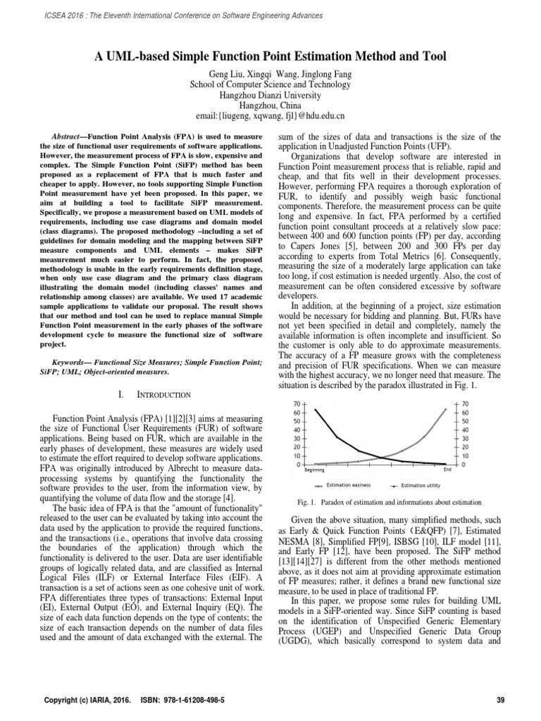 A UML-based Simple Function Point Estimation Method and Tool | PDF | Conceptual Model | Class ...