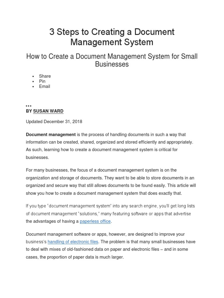 3 Steps To Creating A Document Management System | Download Free PDF ...