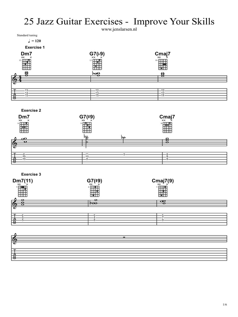 25 Jazz Guitar Exercises How To Improve Skills in A Musical Way | PDF ...