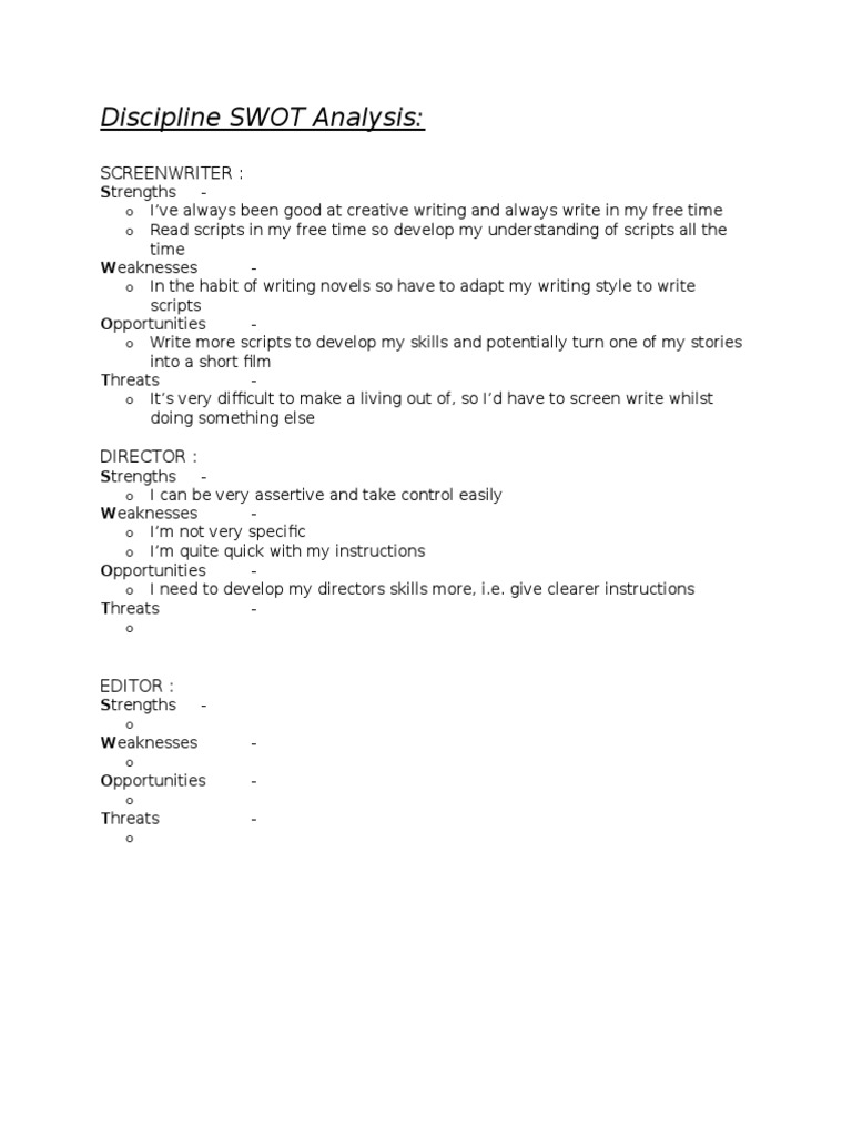 Discipline Film SWOT Analysis | PDF