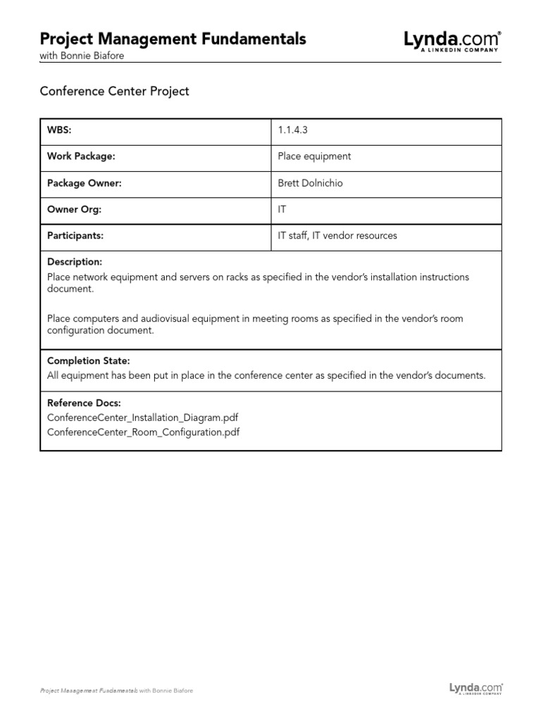Work Package for Conference Center Setup | PDF