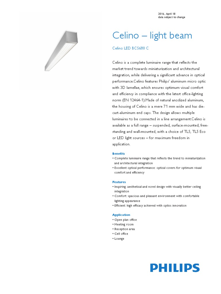 Fitting Type A1 - Philips Bcs680 | PDF | Optics | Lighting
