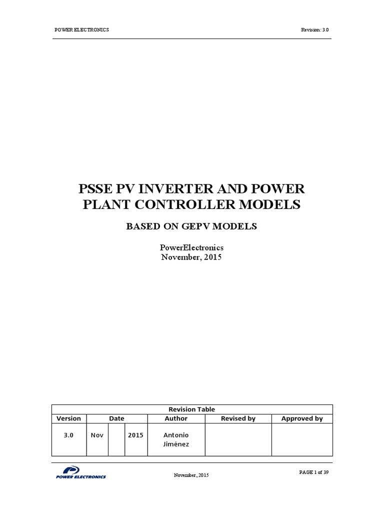 Psse PV | PDF | Power Electronics | Power Inverter