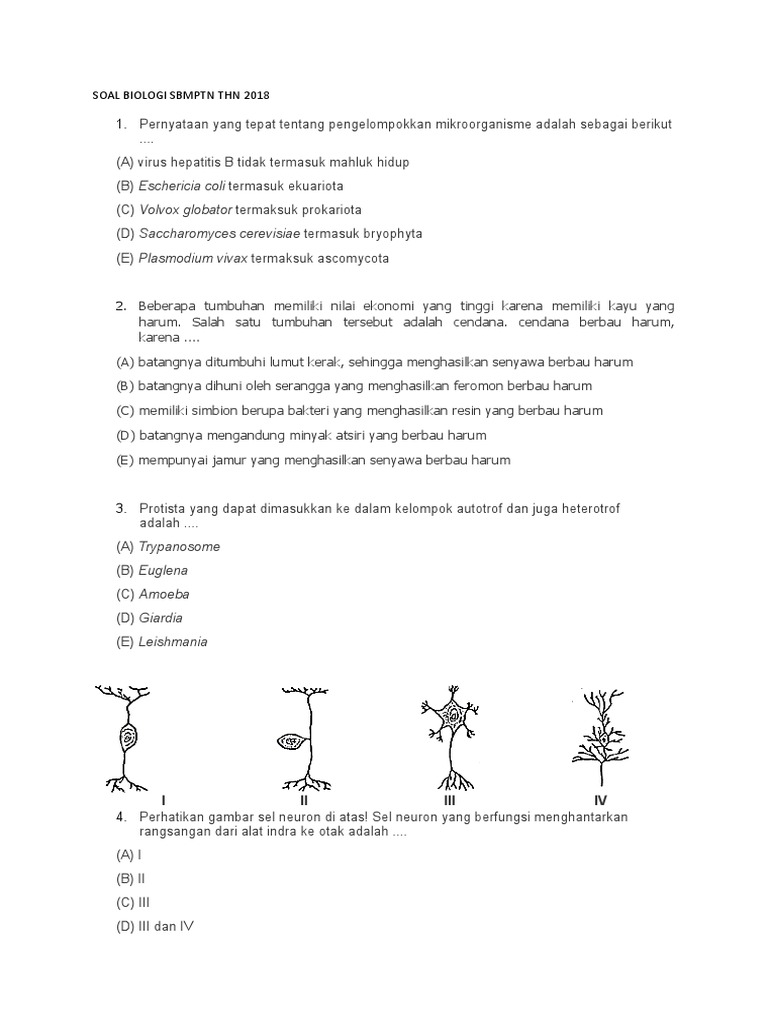 Soal Biologi SBMPTN THN 2018 | PDF
